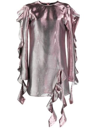 Ellery robe volant&eacute;e &agrave; effet m&eacute;tallis&eacute; - Rose
