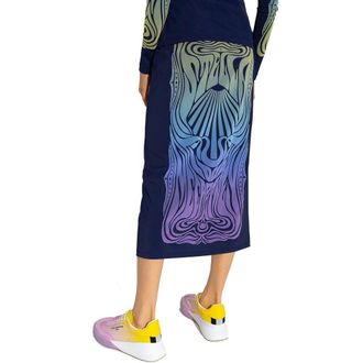 Stella McCartney Velvet Graphic-Print Skirt - Blue