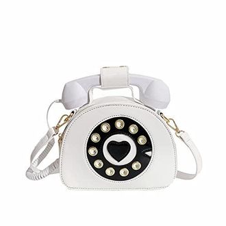 Generic Sac &agrave; main en forme de t&eacute;l&eacute;phone pour femme, sac &agrave; main avec poign&eacute;e sur le dessus pour filles, sac en toile l&eacute;ger et d&eacute;contract&eacute;, blanc, taille uniqu