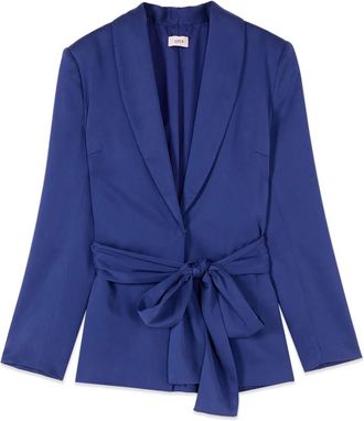 Oltre Femme, Vestes, Bleu, Taille: 42 FR Veste en lyocell avec ceinture