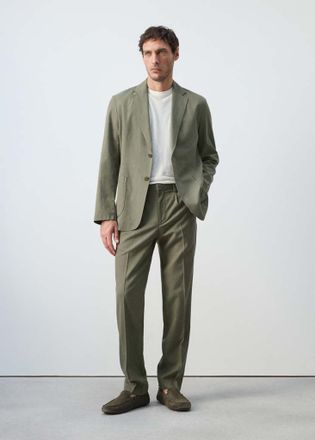 Mango Slim-Fit-Hose aus Leinen-Lyocell-Mix gr&uuml;n - Herren - 38 - MANGO MAN