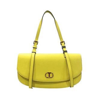 Twinset Ledersatteltasche mit Logo-Verschluss - - Bags - Damen - Gelb - ONE SIZE