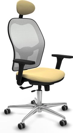 Piqueras y Crespo Ergonomischer Computerstuhl mit 3D-Armen, h&ouml;henverstellbarer Lendenwirbelst&uuml;tze und festem Kopfteil, ausgestattet mit Syncro/Traslack und injiziertem 