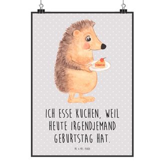 Mr. & Mrs. Panda Poster Igel Kuchenstück DIN A2 - Geschenk, Tiermotive, Gute Laune, Raumdekoration, Wandposter, Kinderposter, Essen Spruch, Einladung