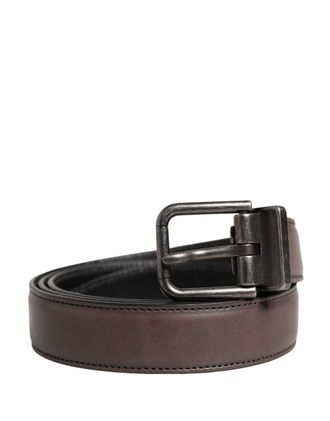 Dolce & Gabbana Men Brown Classic Leather Metal Buckle Belt Calf