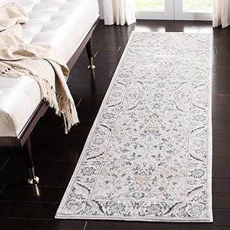 Safavieh Tapis de Transition pour Salon, Salle à Manger, Chambre à Coucher - Collection Isabella - Poils Courts - Gris Clair et crème - 66 x 244 cm