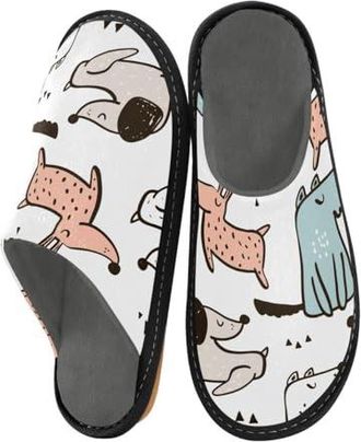 HMZXZ Pantoufles colorées à motif chien pour homme et femme, chaussons dintérieur pour la maison, la chambre à coucher, les voyages, multicolore, 44/46 EU