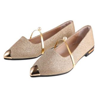 PartyKindom Escarpins &agrave; Bout Aff&ucirc;t&eacute; avec Perles pour Femme Chaussures Plates Antid&eacute;rapantes Couleur Chair pour Robes Et Pantalons