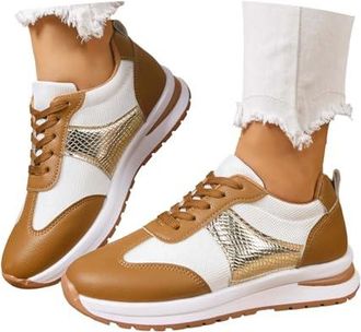Generic Montantes Femme &agrave; Lacets avec Plateforme Confortables pour Usage Quotidien et Sport L&eacute;ger Style D&eacute;contract&eacute; Color&eacute; (Brown-b, 40)