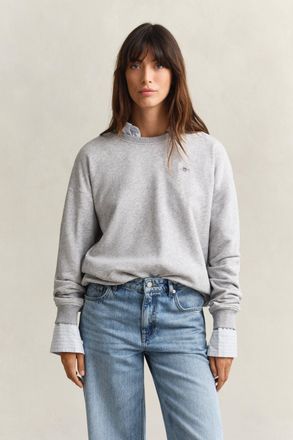 GANT Damen Shield Rundhals-Sweatshirt (XXXL) LIGHT Grau MELANGE