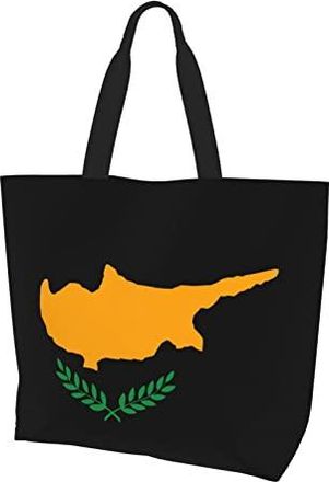 AOOEDM Sac &agrave; provisions r&eacute;utilisable en toile pour femme drapeau chypriote