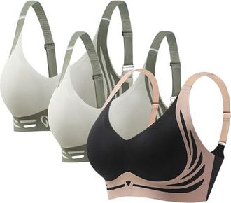 Generic Body en dentelle pour plus de confort Soutien-gorge sans fil Soutien-gorge haut pour femme Lingerie quotidienne Sports BHS 3 pi&egrave;ces, g, XXL