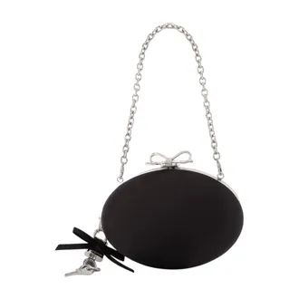 Self Portrait Oval Synthetic Clutch - Black