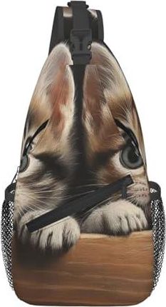 Generic Sac &agrave; dos &agrave; bandouli&egrave;re pour homme, sac &agrave; dos de randonn&eacute;e, sac &agrave; dos de voyage avec chaton tigr&eacute;