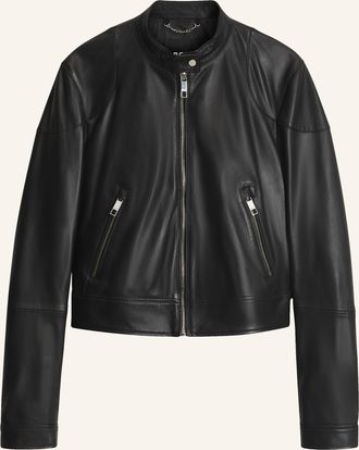HUGO BOSS Lederjacke Satera Regular Fit schwarz