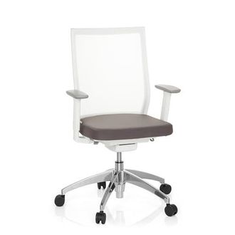 hjh OFFICE 657630 Profi Bürostuhl Aspen Stoff/Netz Weiß/Grau Drehstuhl ergonomisch, selbstheilender Netzrücken, höhenverstellbar