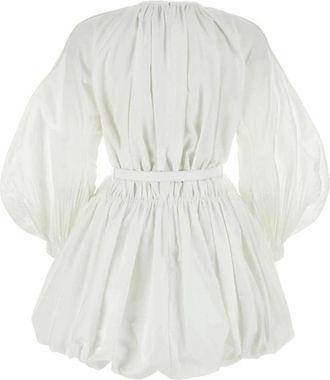 Jil Sander Femme, Robes, Blanc, Taille: 38 FR Mini-robe bouffante ceintur&eacute;e en coton