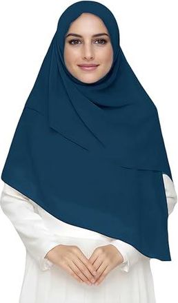 Lina & Lily Foulard hijab en mousseline de soie de qualité supérieure pour femme musulmane carré 145 x 145 cm, Bleu de Prusse, Taille unique