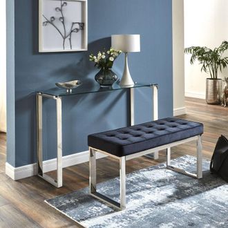 M&S Collection Console 120x40x78 cm en verre et inox - gentong