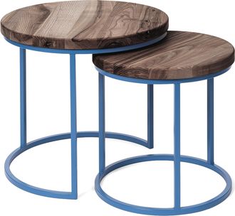 Lamofootwear Manufaktur Couchtisch rund 2er Set - Beistelltisch Holz - Wohnzimmertisch rund, Kaffeetisch, Sofatisch modern, Holztisch f&uuml;r Wohnzimmer, Schlafzimmer-