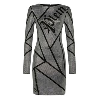 Philipp Plein Femme, Robes, Gris, Taille: 40 FR Short Dress Crystal