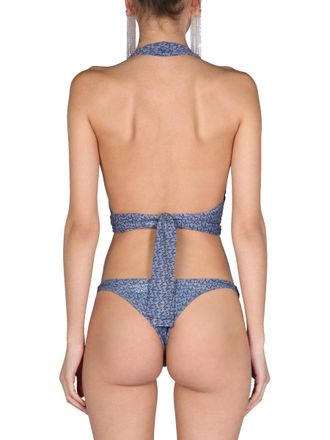 Magda Butrym Logo-Print Polyester Bikini Top - Blue