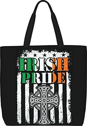 Generic Sac Fourre-Tout Irlande Fiert&eacute; Irlandaise Femmes Sac &Agrave; Bandouli&egrave;re De Grande Capacit&eacute; R&eacute;utilisable Sacs En Toile &Eacute;paule, Pour Filles, Burea, Voyage, F