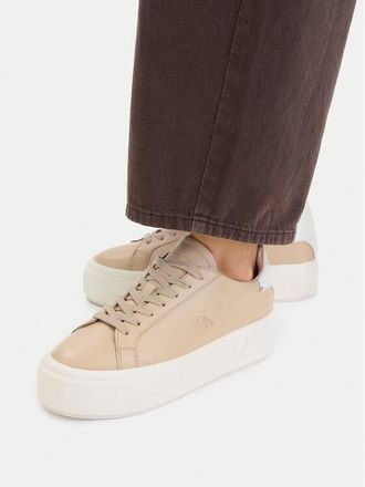Calvin Klein Sneakers Flatform Lace Up Lth YW0YW01928 Beige