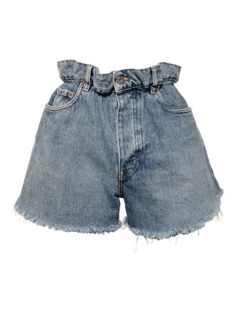 Miu Miu short en jean &agrave; logo (2021) - Bleu
