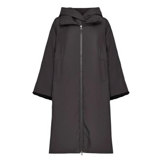 Cesare Gaspari Oversized Kapuzen-Puffer-Mantel mit Kunstfellb&uuml;ndchen - Grau - - Coats - Damen - Grau - L