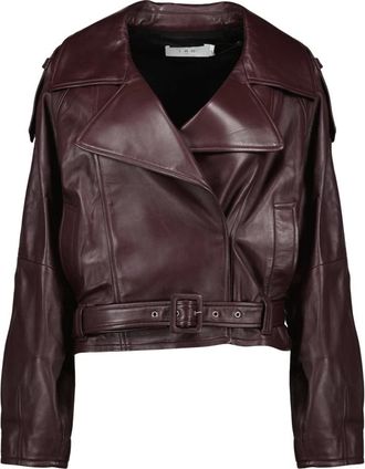 Iro Iro, Femme, Vestes, Rouge, Taille: 40 FR Yuria Leather Belted Jacket
