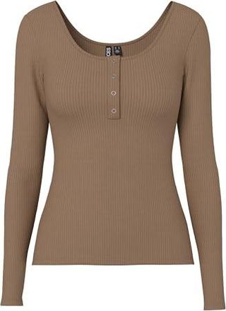 Pieces Pckitte Ls Top Noos Bc Femme T-shirt manches longues, Fossile, S