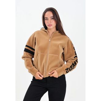 Dsquared2 Femme, Sweatshirts et sweats &agrave; capuche, Brun, Taille: 40 FR Flocked Neoprene Zip SweaT-shirt