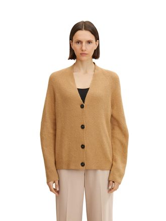 Tom Tailor Damen 1033279 Basic Cardigan, 30263 - Soft Light Camel Melange, XL