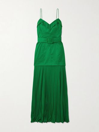 Rebecca Vallance Bailey Maxikleid Aus Crêpe Mit Plissee Und Gürtel - Grün
