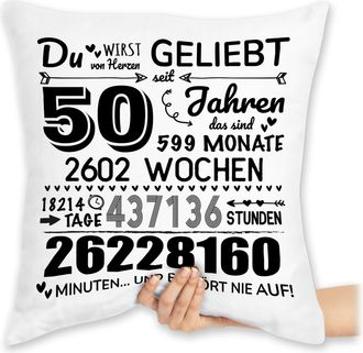 Shirtracer Kissen 40x40 Zierkissen - 50 Jahre - Du wirst von Herzen geliebt | 50. Geburtstag | 50 Jahre Geburtstagsgeschenke | 50ter Geburtstagsgeschenke für Män