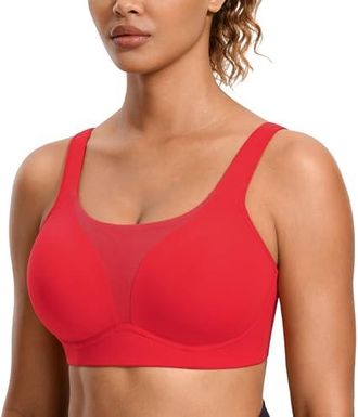 Syrokan Femme Soutien-Gorge de Sport à Fort Impact Rembourré Grande Taille Tomate Rouge 95D