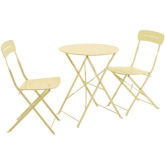 Sweeek Runder klappbarer Bistro-Gartentisch aus Stahl + 2 St&uuml;hle