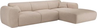 Vente-Unique Gro&szlig;es Ecksofa - Ecke rechts - Samt-Stoff - Beige - POGNI von Maison C&eacute;phy