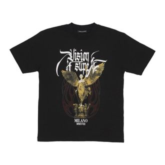Vision Of Super Schwarzes Gothic Tee mit Flammenstickerei - - Tops - Herren - Schwarzk - L