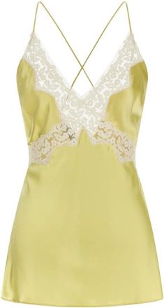 Alberta Ferretti Femme, Tops, Jaune, Taille: 40 FR Top en satin avec dentelle