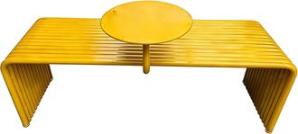 Generic Gartenbank Metall Ohne Lehne mit Kleiner Beistelltisch Moderne Parkbank Balkonbank 120cm f&uuml;r Gastronomie Wartebereiche H&ouml;fe B&uuml;ros, Sitzbank Bis 500kg 