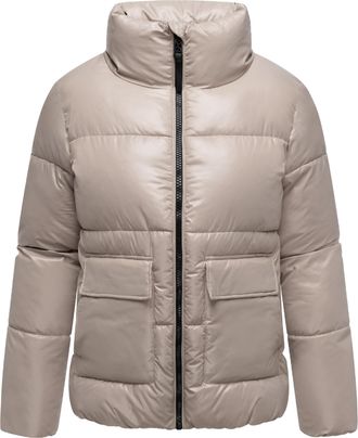 Navahoo Damen Winterjacke warme Steppjacke mit hohem Stehkragen Eispracht 14 Light Taupe Gr. XL
