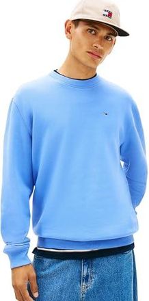 Tommy Jeans TJM REG S Flag Crew EXT DM0DM20741 Pullover Sweatshirt, Bleu (Light Horizon Blue), XL, Bleu (Light Horizon Blue), XL