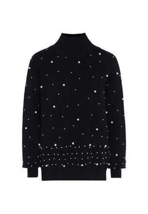 Faina Pullover mit Perlen Damen schwarz