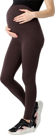 Be Mammy Damen Lange Umstandsleggings aus Bio-Baumwolle BE20-283 (Braun, 4XL)