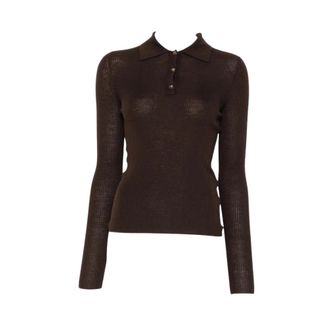 Jcsophie Rippstrick-Poloshirt - - Tops - Damen - Braun - M