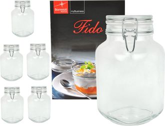 Bormioli Rocco 6er Set Einmachglas Bügelverschluss Original Fido 3,0L incl. Bormioli Rezeptheft