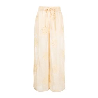 Zimmermann Blumenbestickte Ramie-Hose - - Trousers - Damen - Beige - L