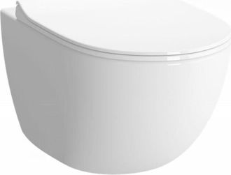 Vitra Sento Compact WC-Becken ohne Rand 49,5cm + ultrad&uuml;nner WC-Deckel mit Fallbremse (SentoCompactRimless) - Vitra